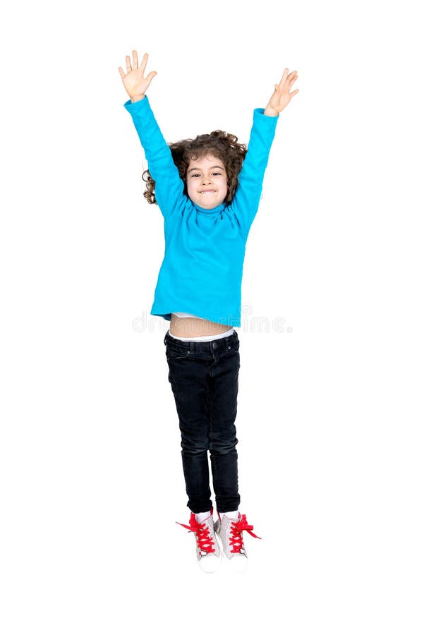 Jumping young girl stock image. Image of studio, education - 115116593
