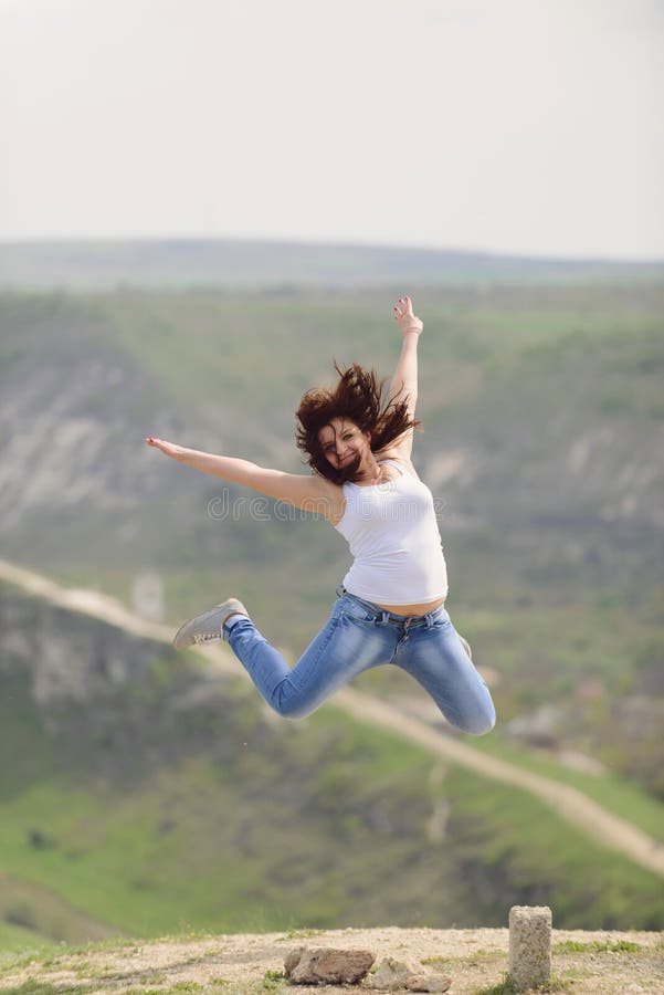 Jumping Young Woman stock image. Image of people, caucasian - 40397961