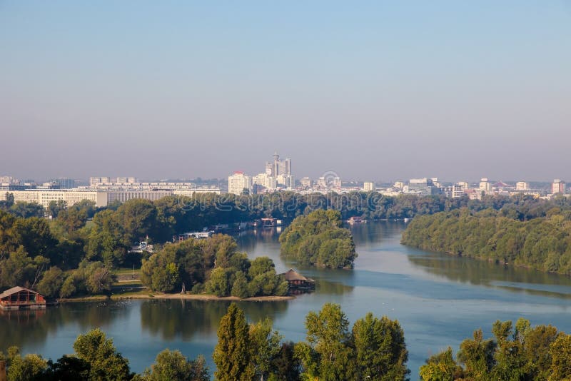 Junção De Sava E De Danúbio Em Belgrado, Sérvia Imagem de Stock ...