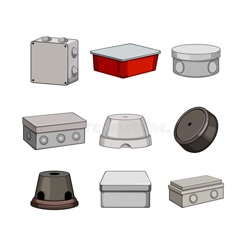 Junction Box Set Cartoon Vector Illustration Stock Illustration ...