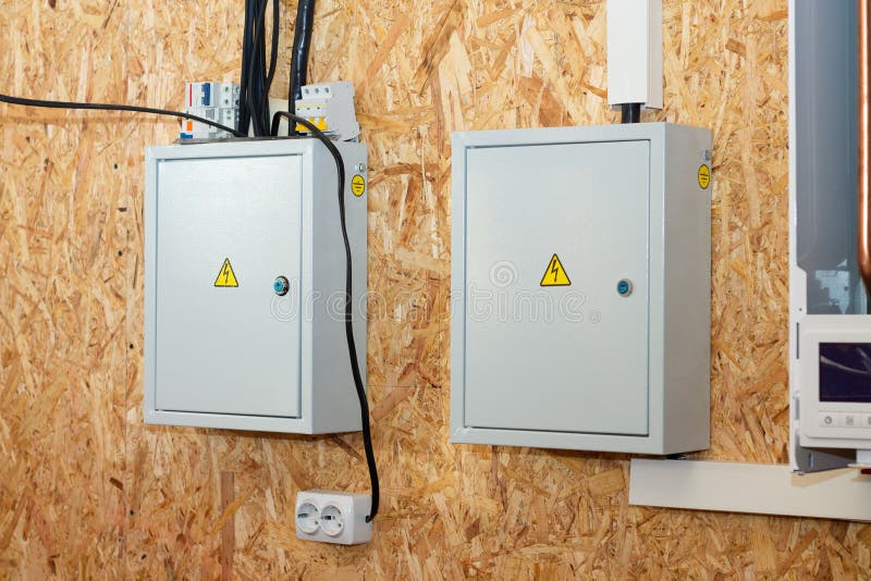 Junction Boxes with Electrical Switches Inside a House Under ...
