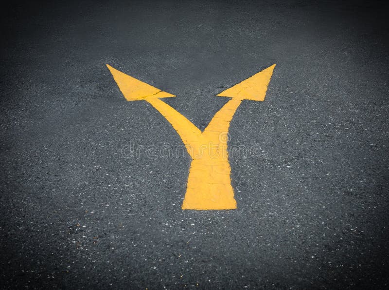 Junction Directional Arrow on Asphalt Stock Photo - Image of city ...