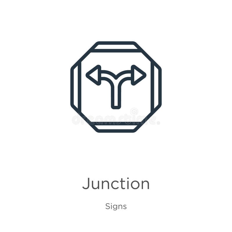 T Junction Outline Vector Icon. Thin Line Black T Junction Icon, Flat ...