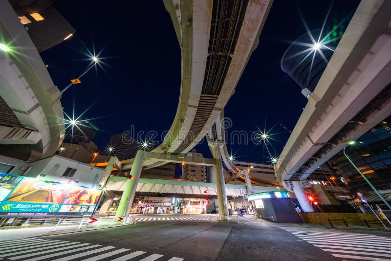 Junction in Japan Night View Editorial Photography - Image of landmark ...
