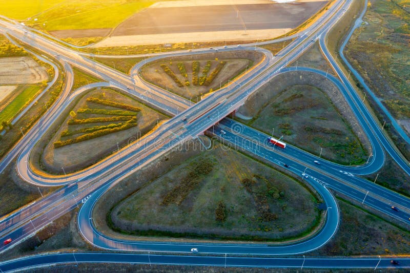Junction road aerial view stock image. Image of modern - 129346963