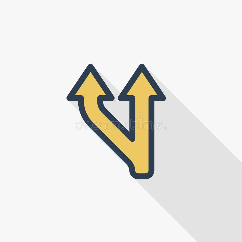 Junction, Separation, Two Paths, Ways Isometric Icon. 3d Line Art ...