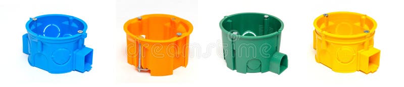 Junctions Boxes Different Colors for Wires Isolated on White Background ...