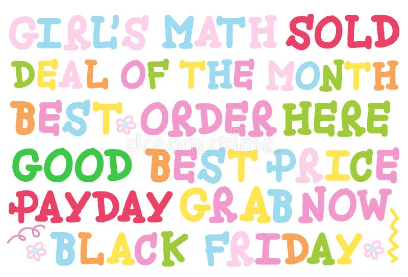 Sale Icons of Sold, Deal of the Month, Girl S Math, Order Here, Payday ...
