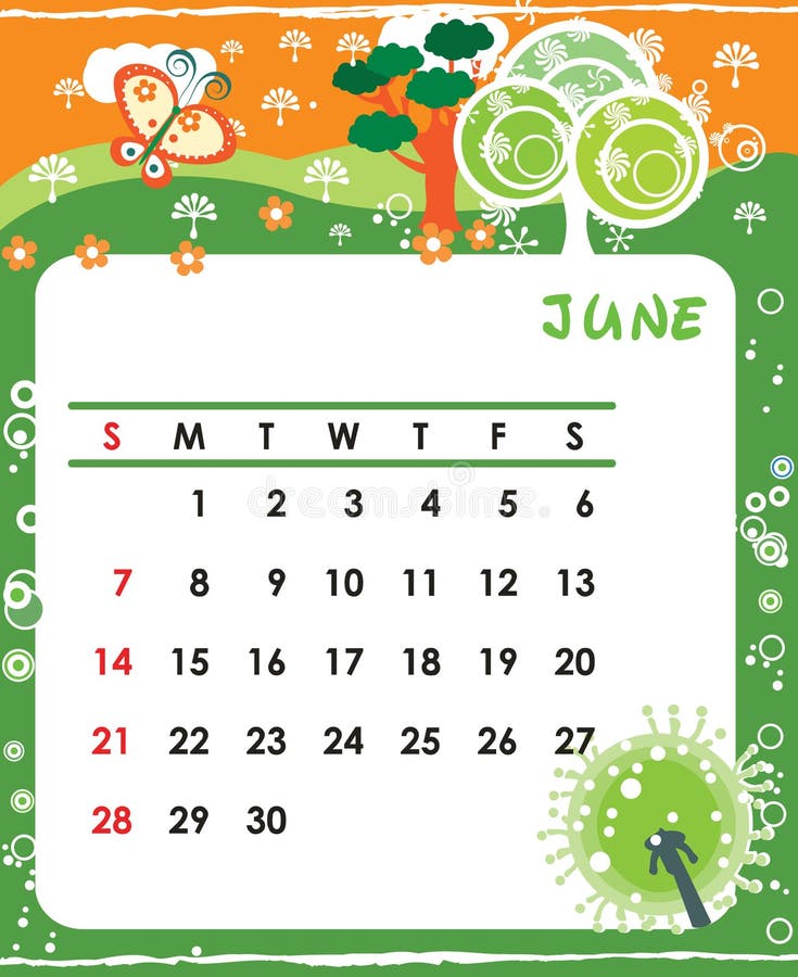 June stock vector. Illustration of calendar, vector, holiday - 7083902