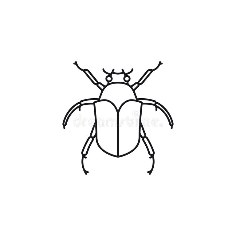 June Bug or Beetle Vector Line Icon Stock Vector - Illustration of ...