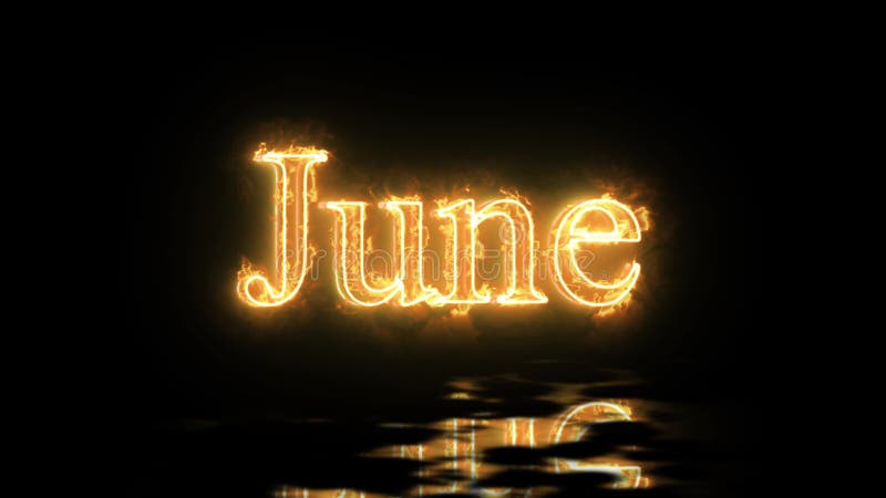 June Burning Fire with Reflection on Black Background Stock Video ...