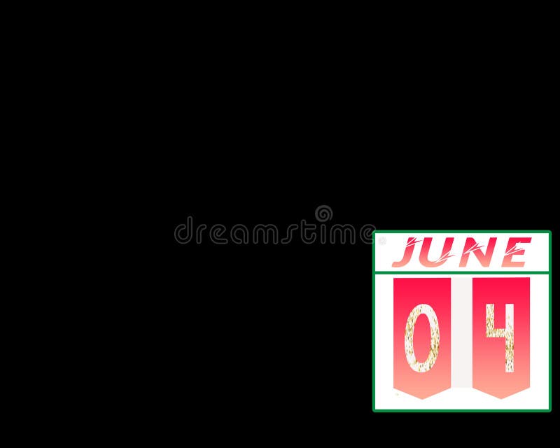 June 4, Calendar on Black Background Stock Illustration - Illustration ...