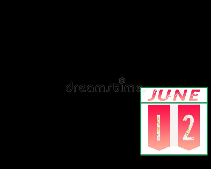 June 12, Calendar on Black Background Stock Illustration - Illustration ...