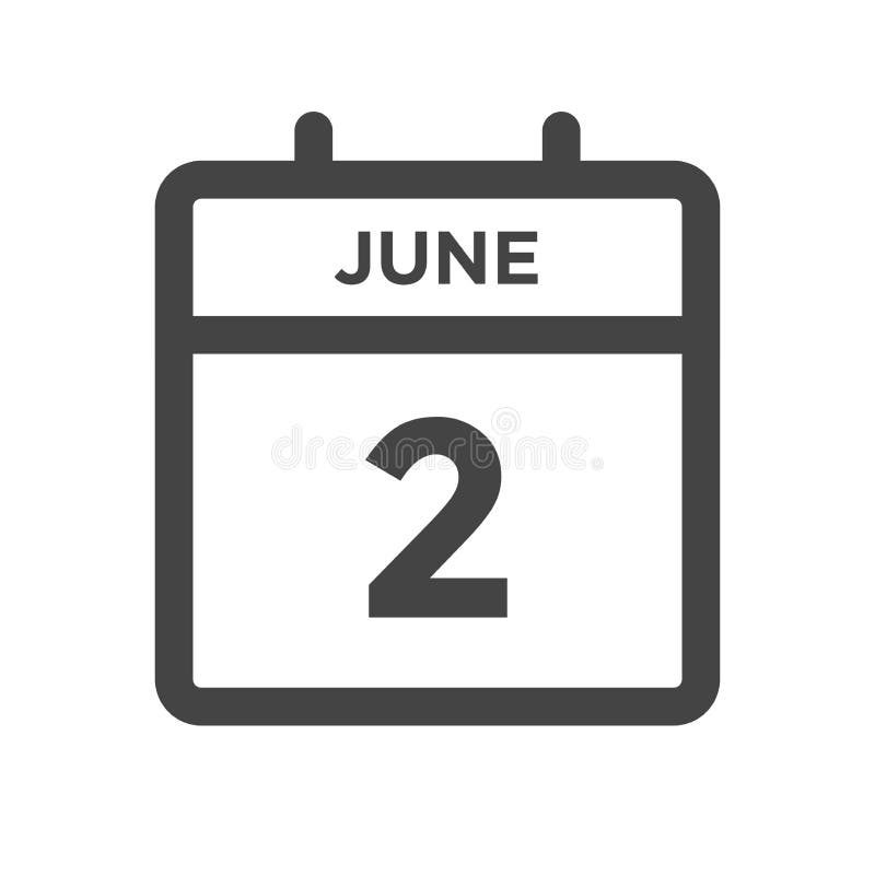 June 2 Calendar Icon with Day of Month Stock Vector - Illustration of ...