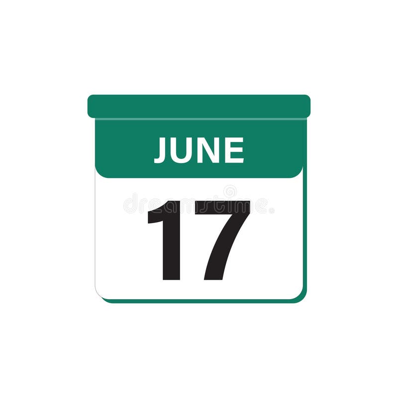 17 June daily Calendar Flat Design Template in Green Colour Stock ...