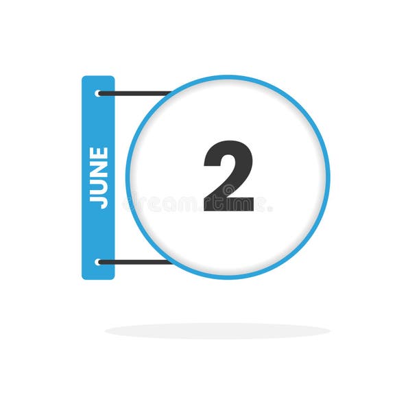 June 2 Calendar Icon. Date, Month Calendar Icon Vector Illustration ...