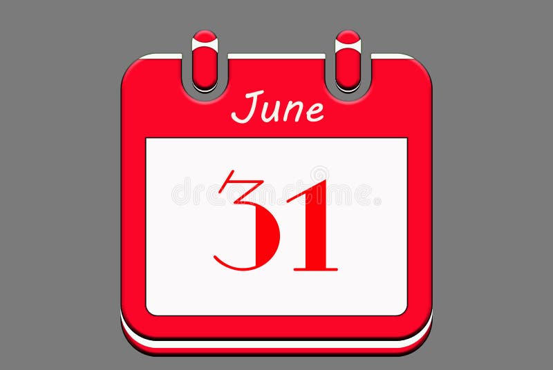 31 June, Calendar Icon. on Gray Background Stock Illustration ...