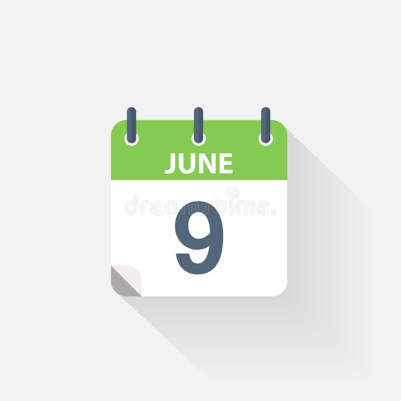 9 june calendar icon stock illustration. Illustration of sign - 81259562