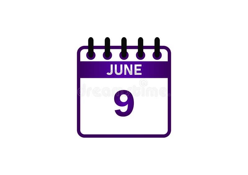 June 9 Calendar Icon stock vector. Illustration of isolated - 368760478