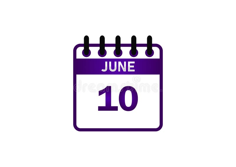 June 10 Calendar Icon stock vector. Illustration of template - 368760485