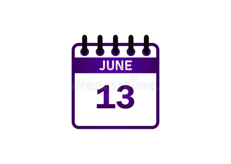 June 13 Calendar Icon stock vector. Illustration of symbol - 368760498