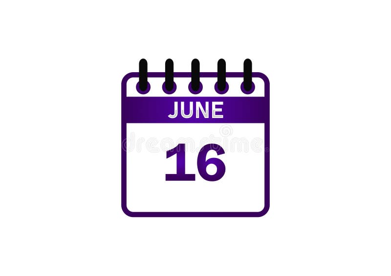 June 16 Calendar Icon stock vector. Illustration of calendar - 368760516