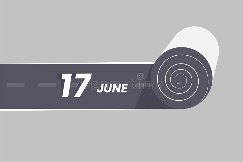 June 17 Calendar Icon Rolling Inside the Road. 17 June Date Month Icon ...