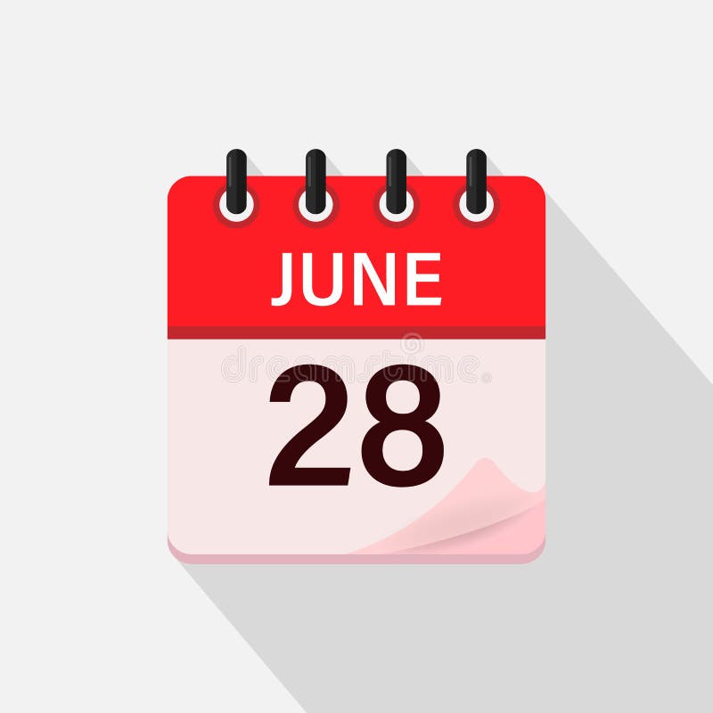June 28, Calendar Icon with Shadow. Day, Month. Flat Vector ...