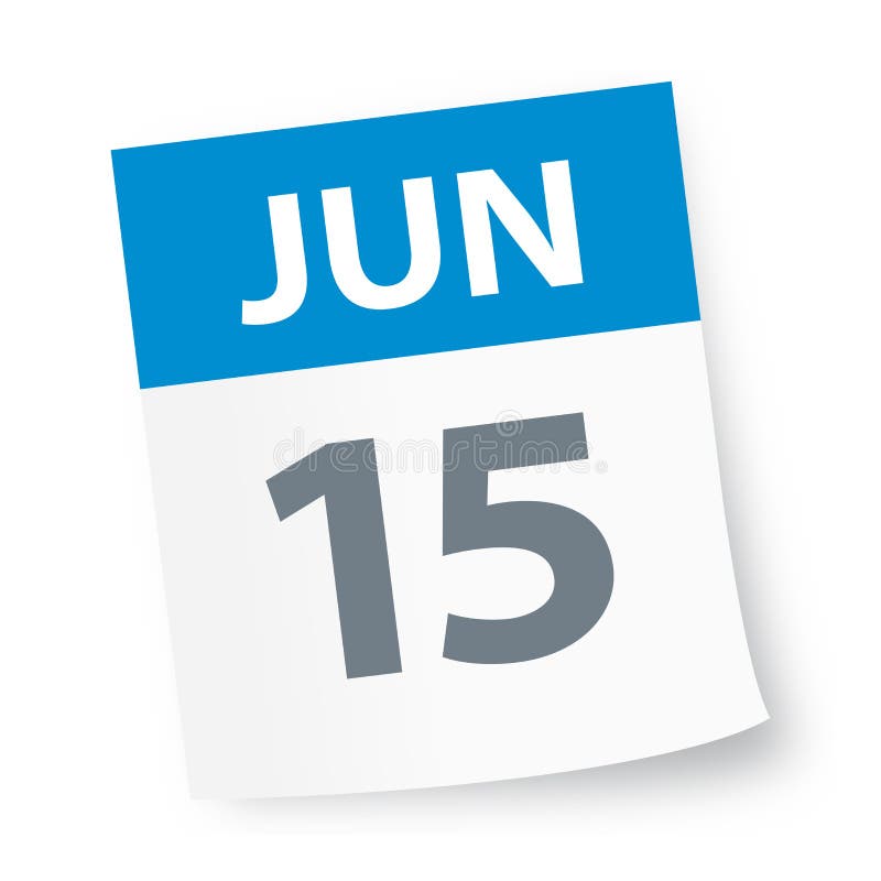 June 15 - Calendar Icon stock illustration. Illustration of paper ...