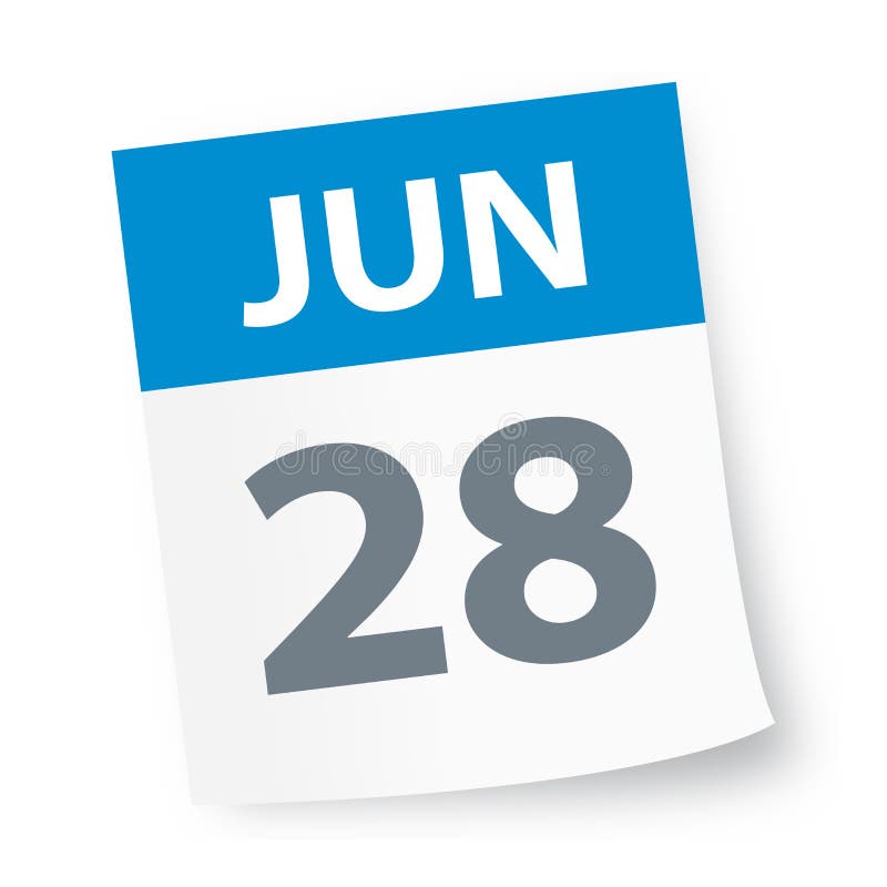 June 28 - Calendar Icon stock illustration. Illustration of page ...