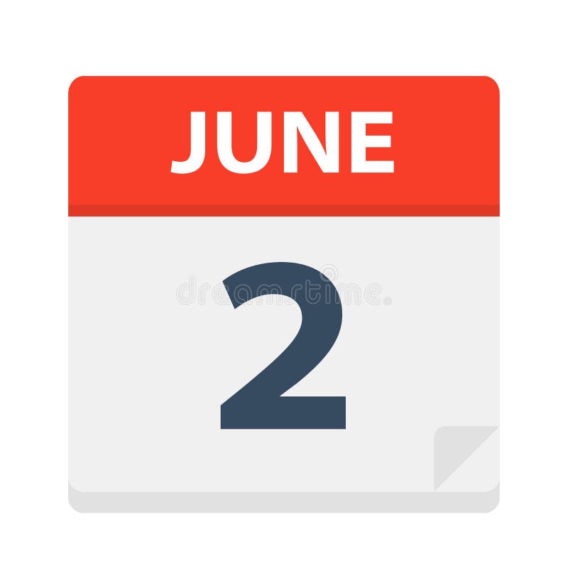 June 2 - Calendar Icon stock illustration. Illustration of rounded ...