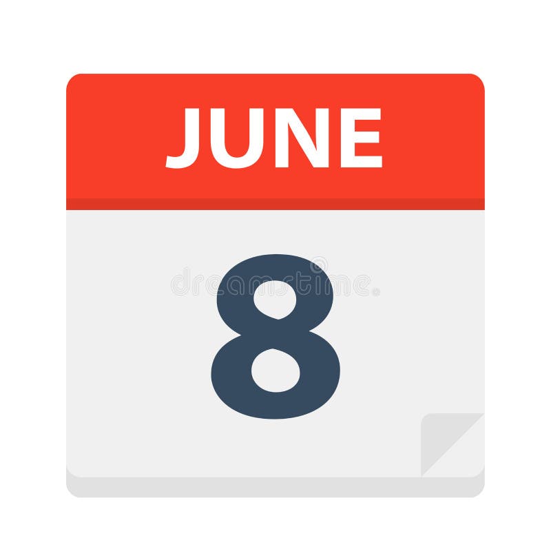 June 8 - Calendar Icon stock illustration. Illustration of time - 131973893