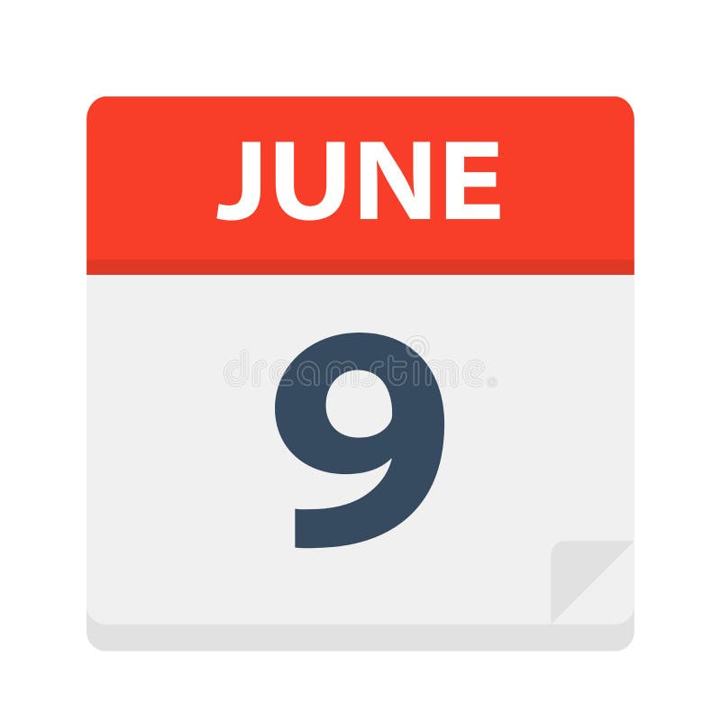 June 9 - Calendar Icon stock illustration. Illustration of rounded ...