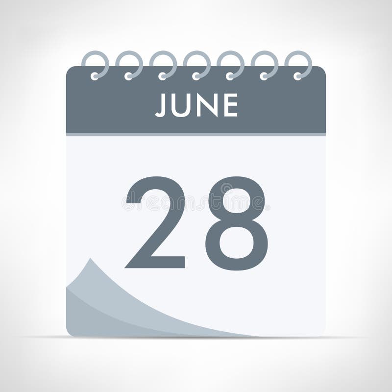 June 28 - Calendar Icon stock vector. Illustration of time - 215592008