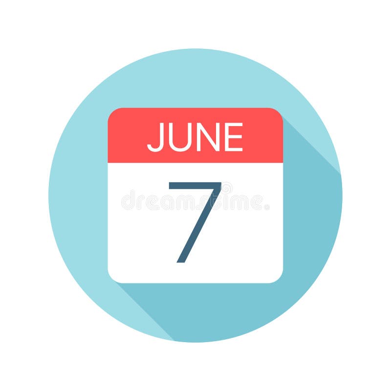 June 7 - Calendar Icon. Vector Illustration of One Day of Month Stock ...