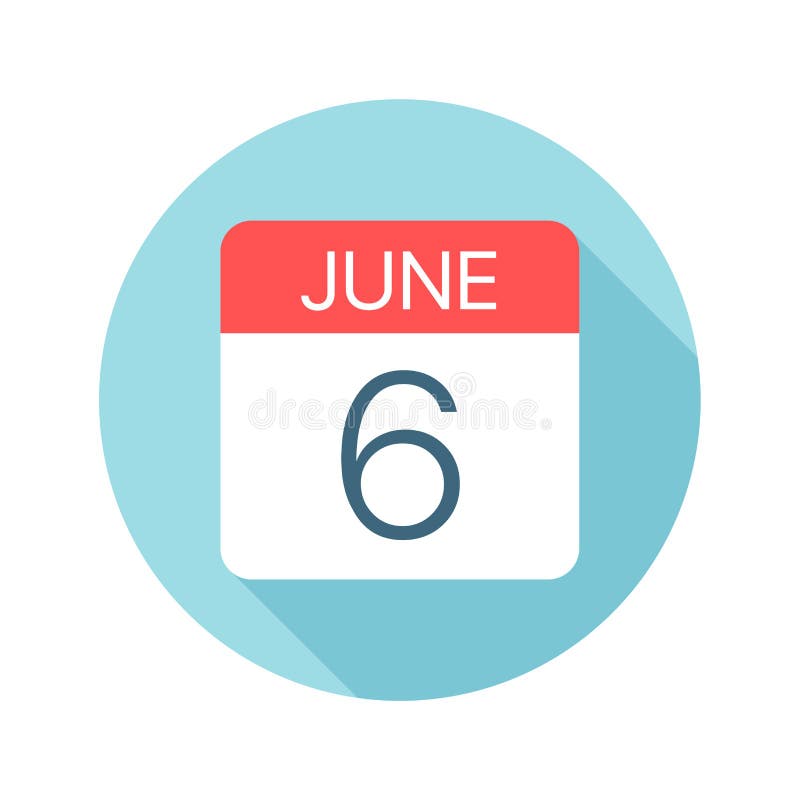 June 6 - Calendar Icon. Vector Illustration of One Day of Month Stock ...