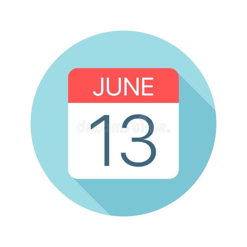 June 13 - Calendar Icon. Vector Illustration of One Day of Month Stock ...