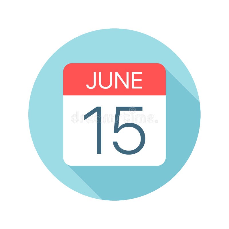 June 15 - Calendar Icon. Vector Illustration of One Day of Month Stock ...