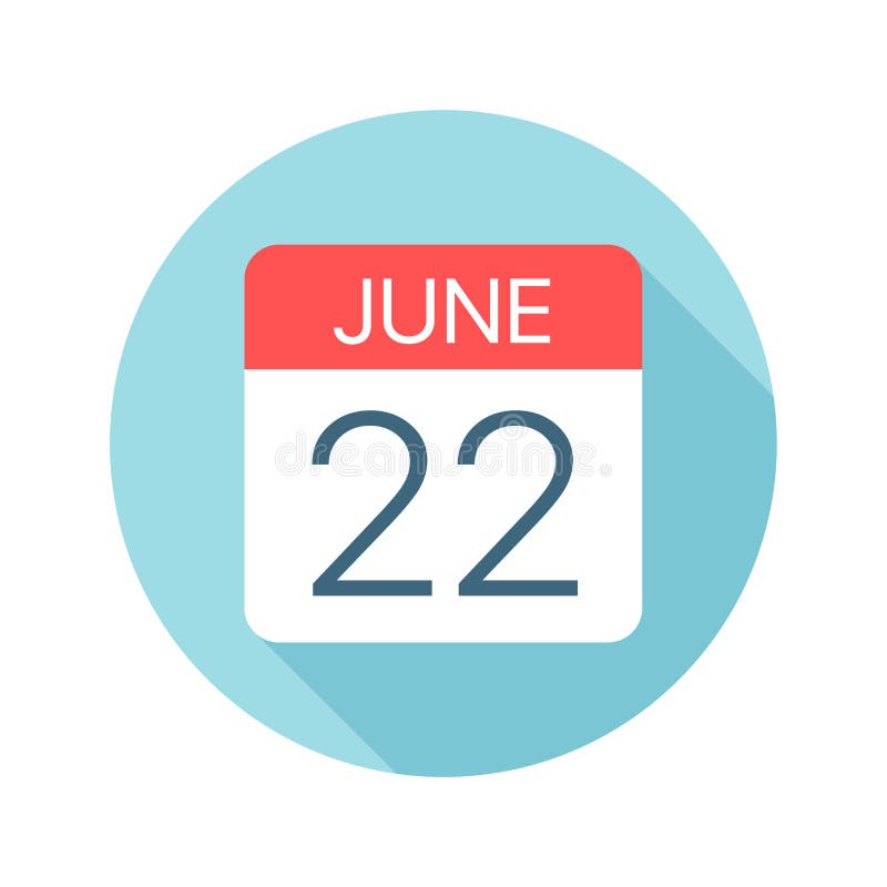 June 22 - Calendar Icon. Vector Illustration of One Day of Month Stock ...