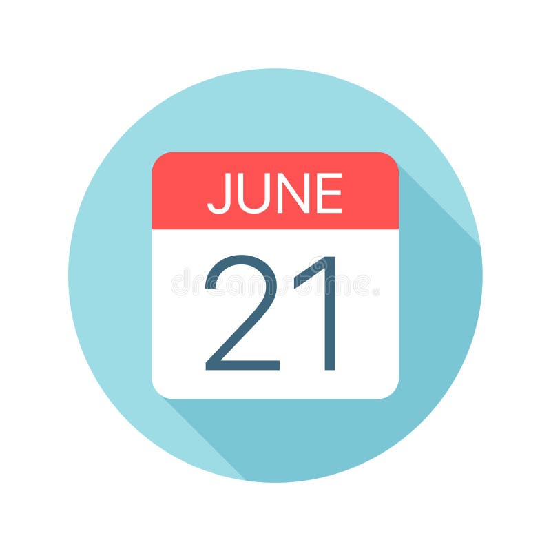 June 21 - Calendar Icon. Vector Illustration of One Day of Month Stock ...