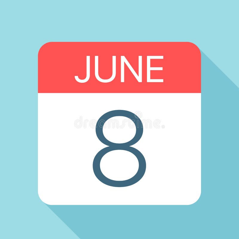 June 8 - Calendar Icon. Vector Illustration of One Day of Month Stock ...