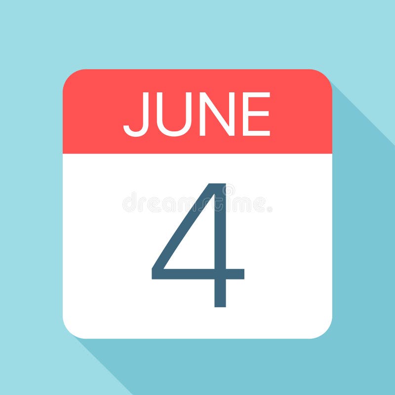 June 4 - Calendar Icon. Vector Illustration of One Day of Month Stock ...