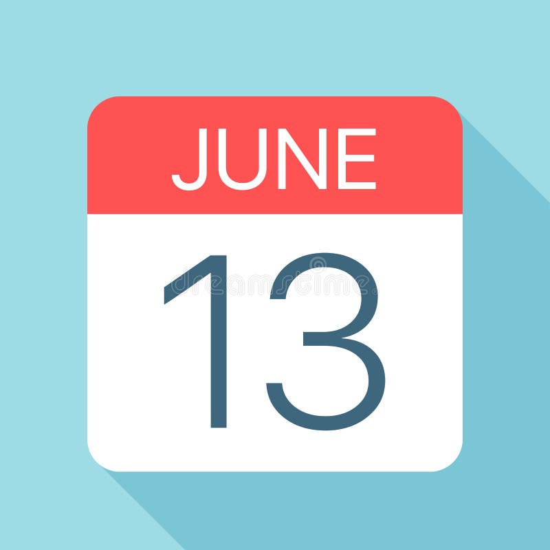 June 13 - Calendar Icon. Vector Illustration of One Day of Month Stock ...