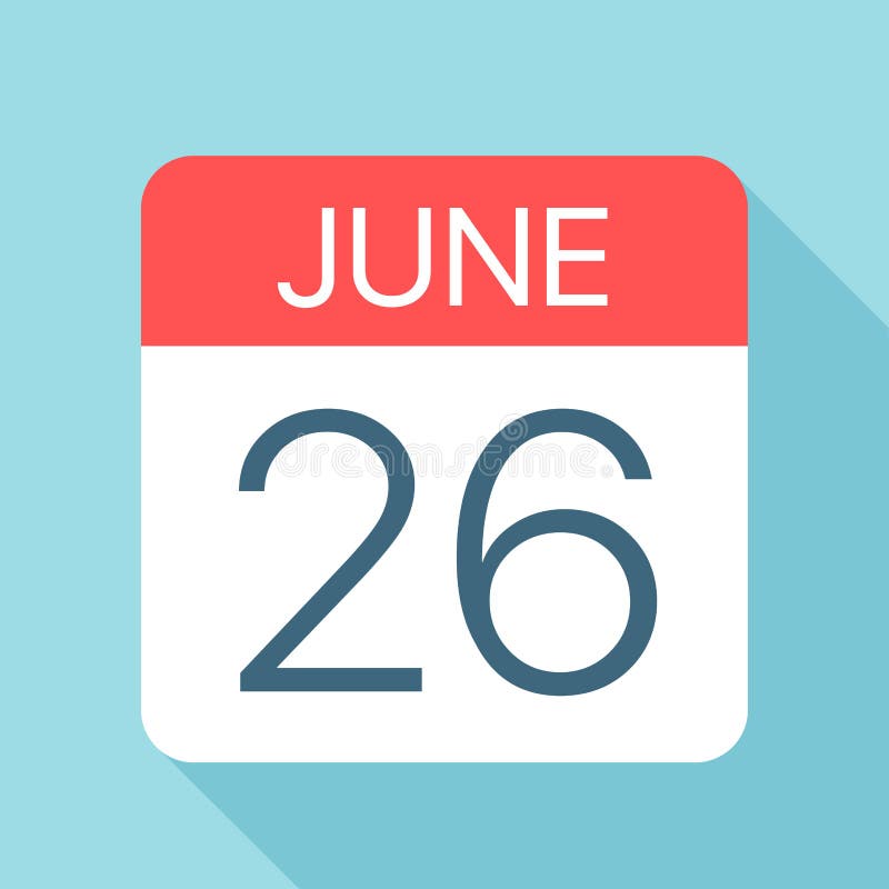 June 26 - Calendar Icon. Vector Illustration of One Day of Month Stock ...