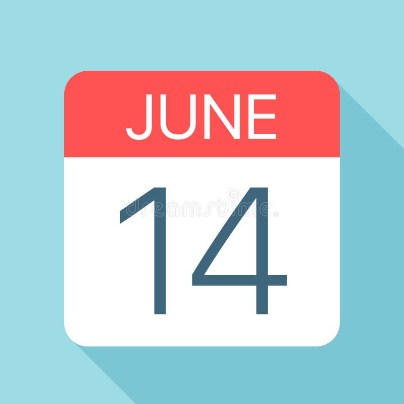 June 14 - Calendar Icon. Vector Illustration of One Day of Month Stock ...