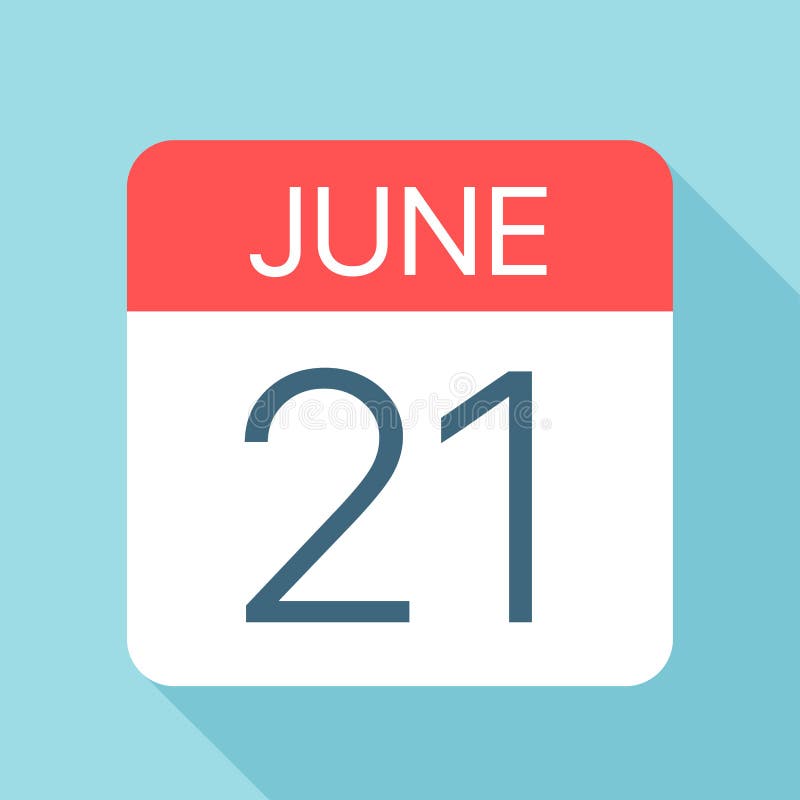 June 21 - Calendar Icon. Vector Illustration of One Day of Month Stock ...
