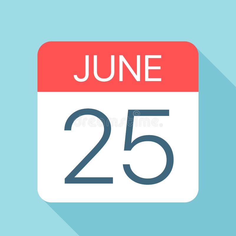 June 25 - Calendar Icon. Vector Illustration of One Day of Month Stock ...