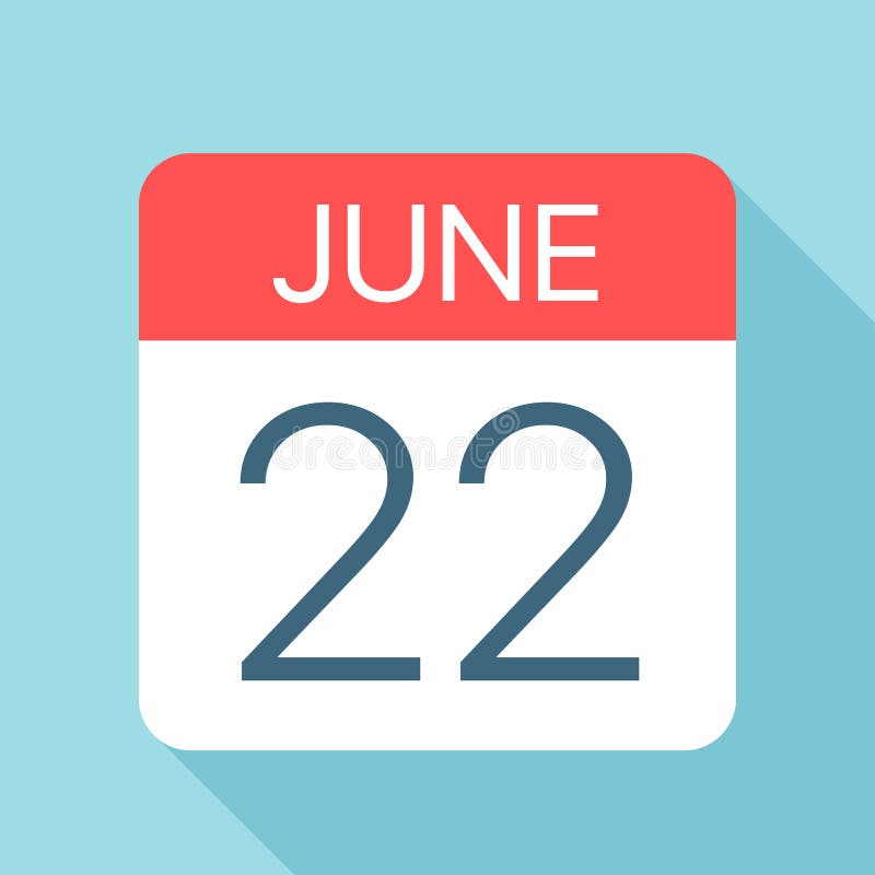 June 22 - Calendar Icon. Vector Illustration of One Day of Month Stock ...