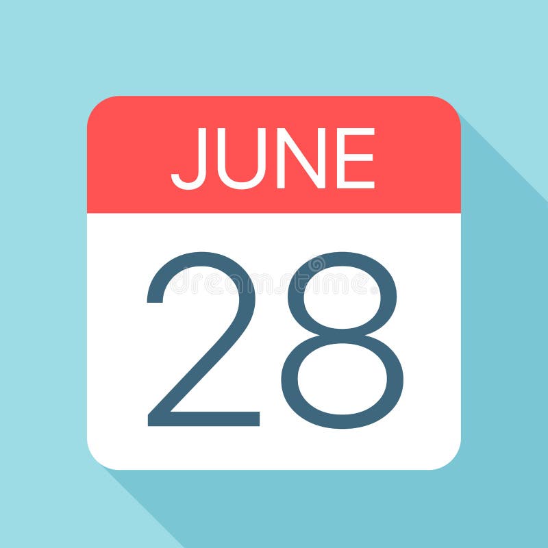 June 28 - Calendar Icon. Vector Illustration of One Day of Month Stock ...