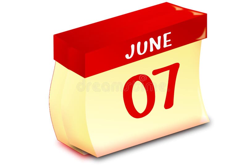 07 June, Calendar Icon. on White Background Stock Illustration ...